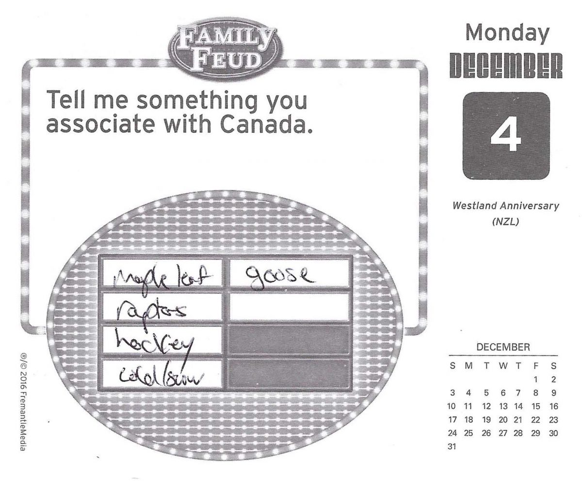 Family Feud daily calendar – Niagara Falls – Niagara Falls Blog